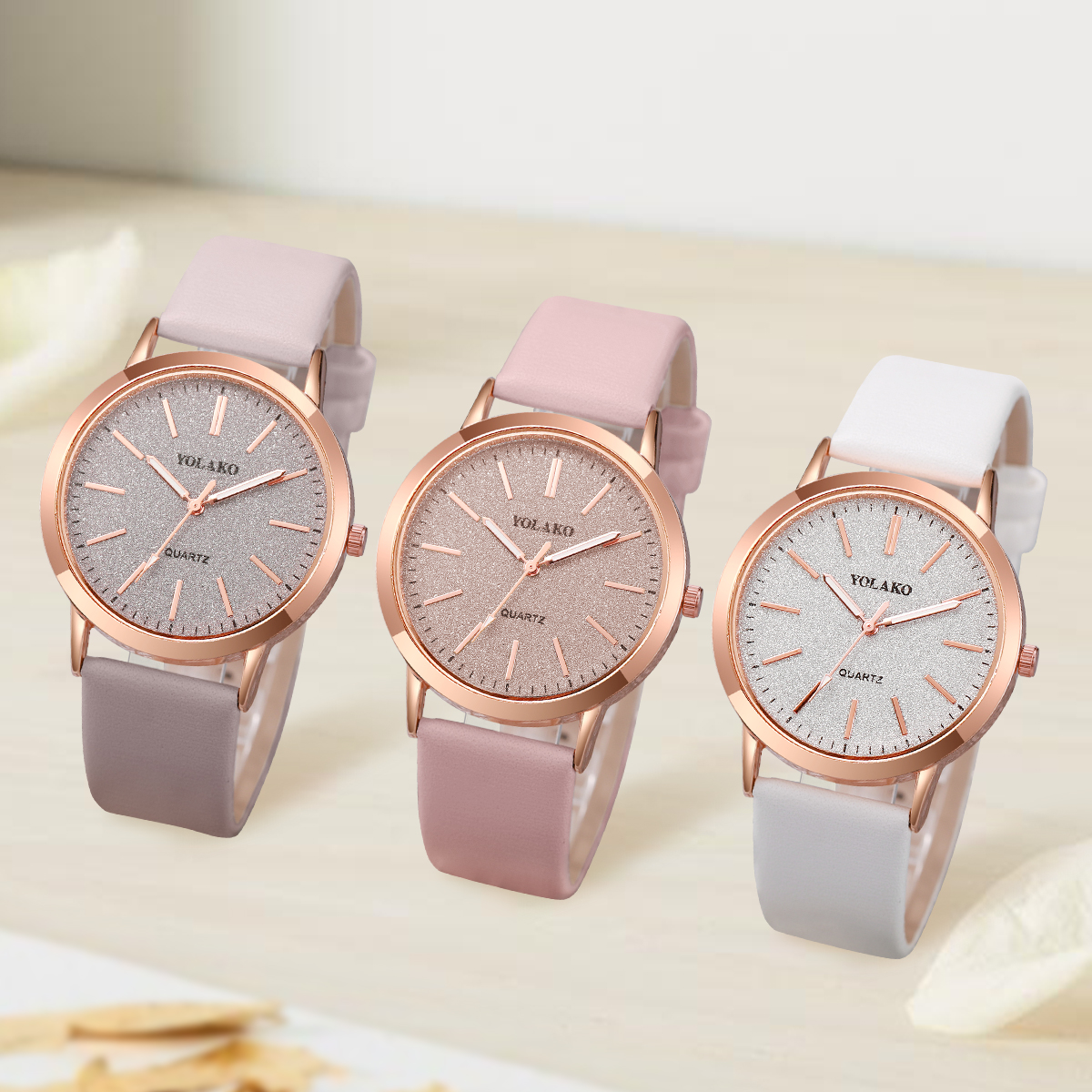 3PCS/Set Fashion Women's Watches Casual Leather Band Analog Quartz ...