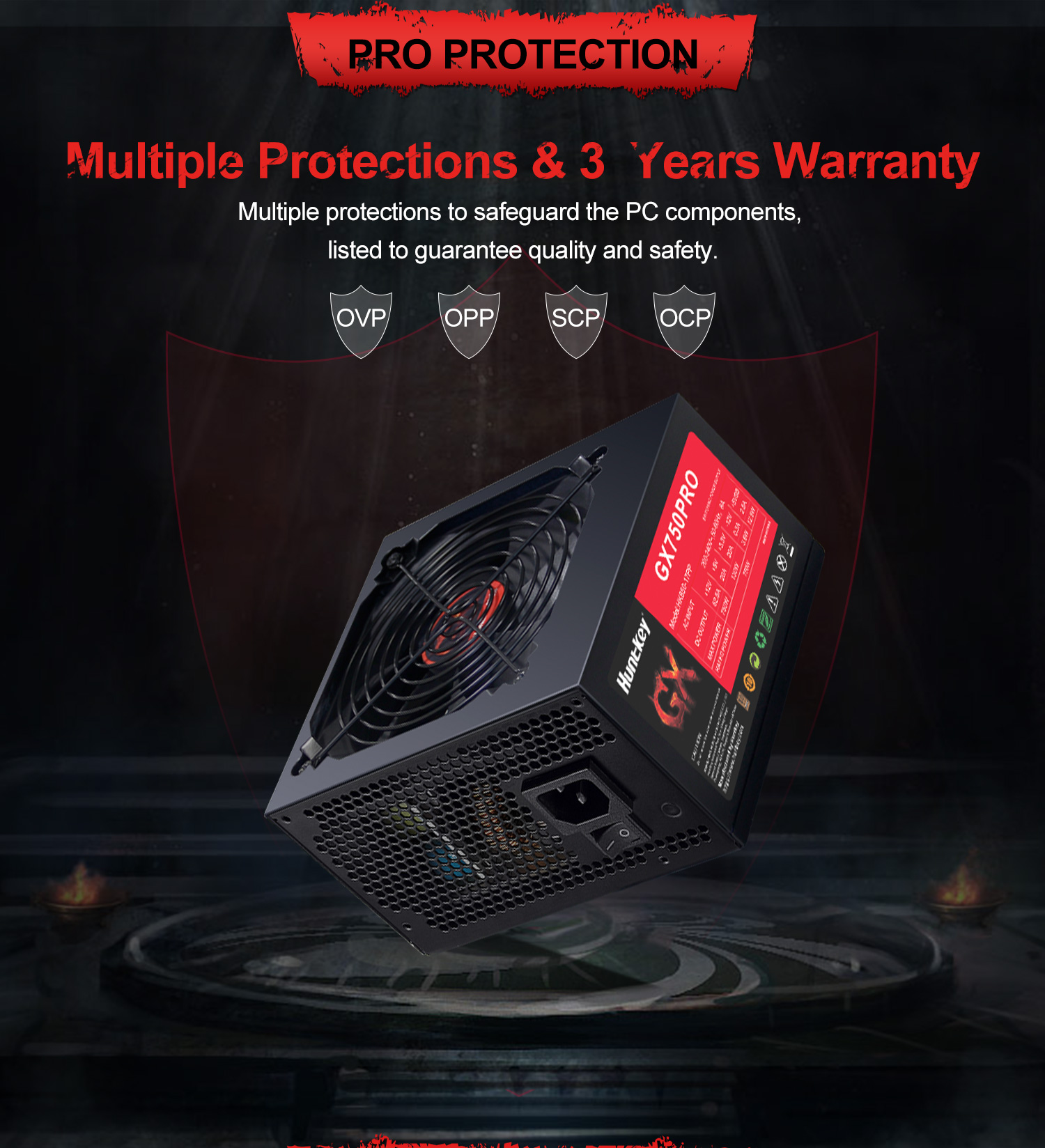 HUNTKEY Computer ATX Power Supply Unit 650W 750W Clearesult Certified ...