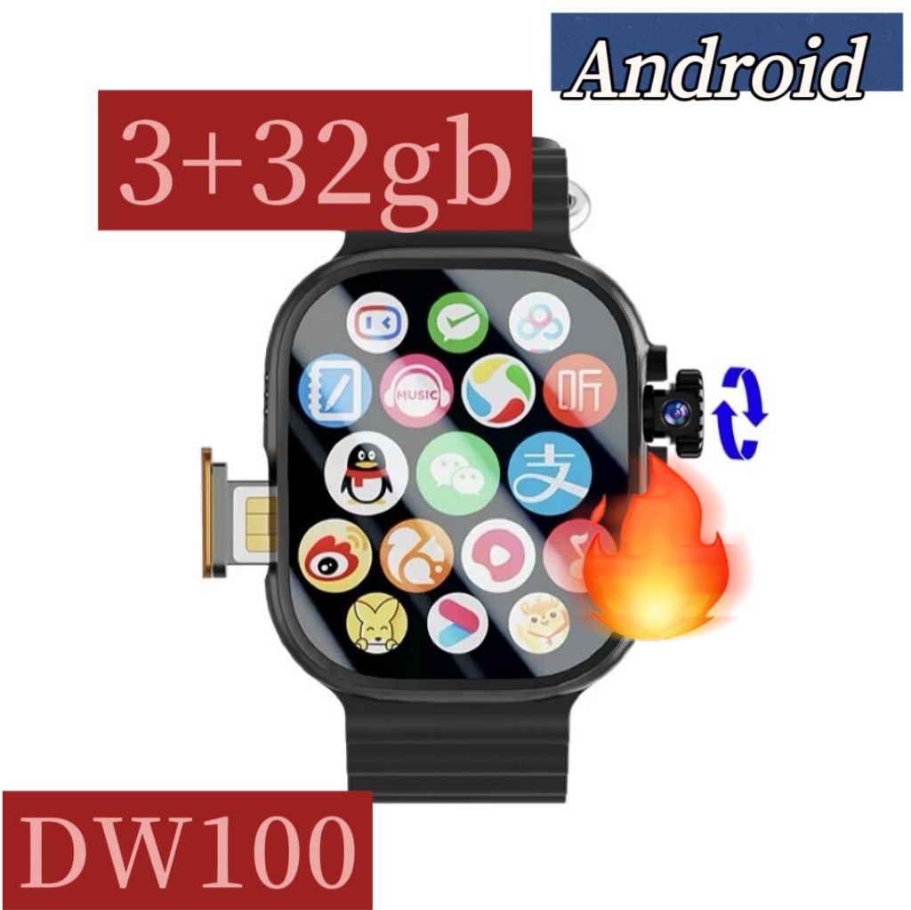 2025 Latest 4G SIM Card DW100 ultra 2 smartwatch 3+32GB AMOLED rotating ...