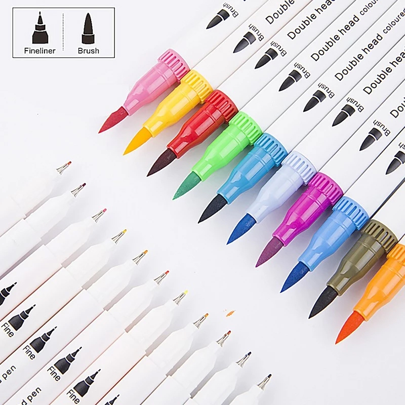 12-120 Colors Dual Tip Watercolor Brush Pen Coloring Marker Pen Set ...