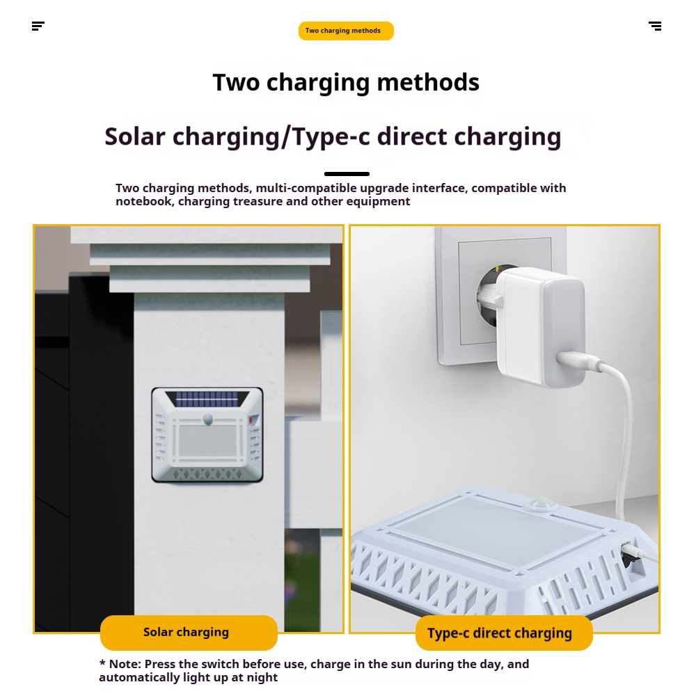 Outdoor Upgraded Multi functional Solar Charging Wall Light TYPE-C ...