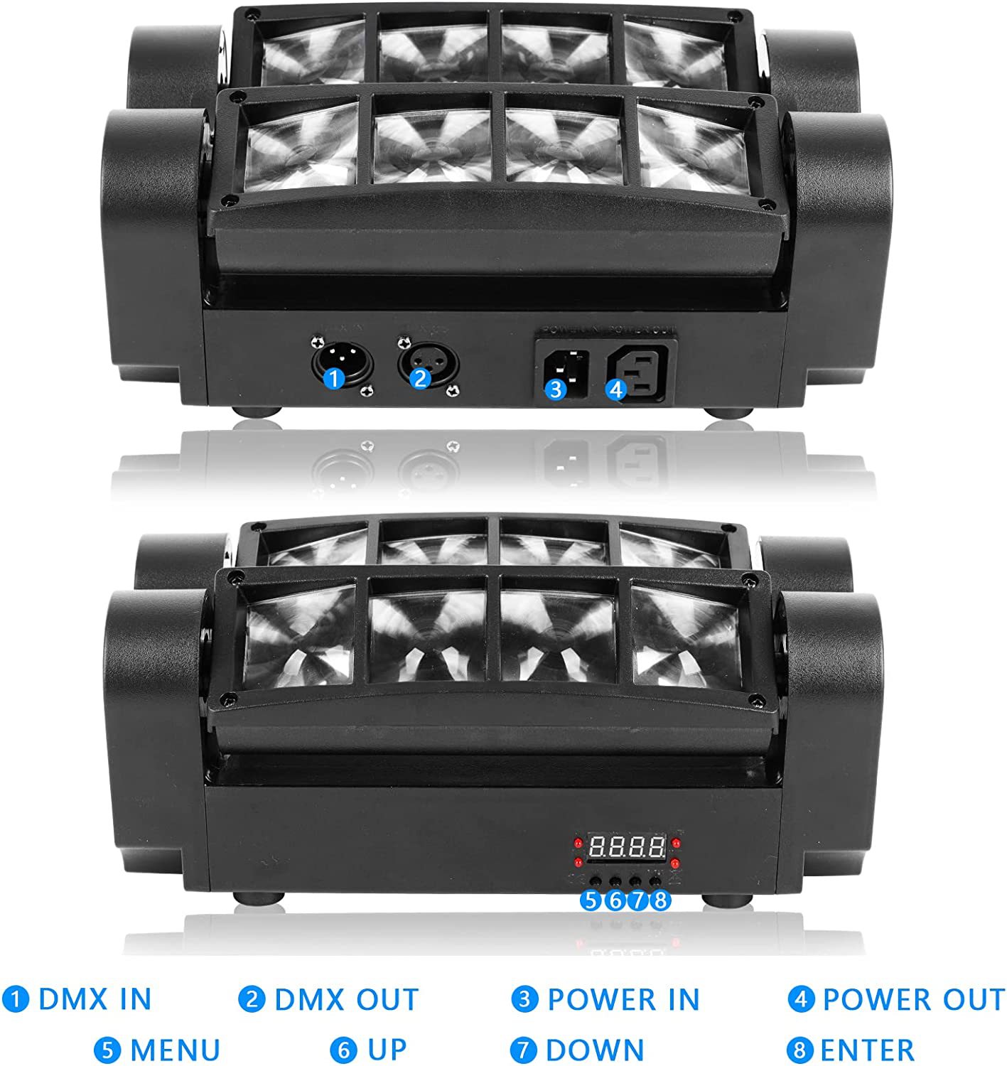 JC LED Mini 8*3W Spider Lights Laser Beam Shaking Head Eight Eyes ...