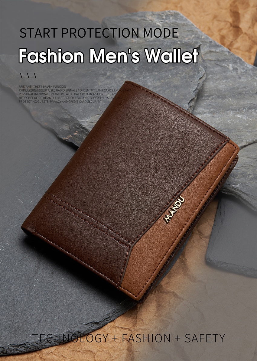 MENSPE Men Short Wallet Drawable Card Slot Design RFID Block Wallet ...