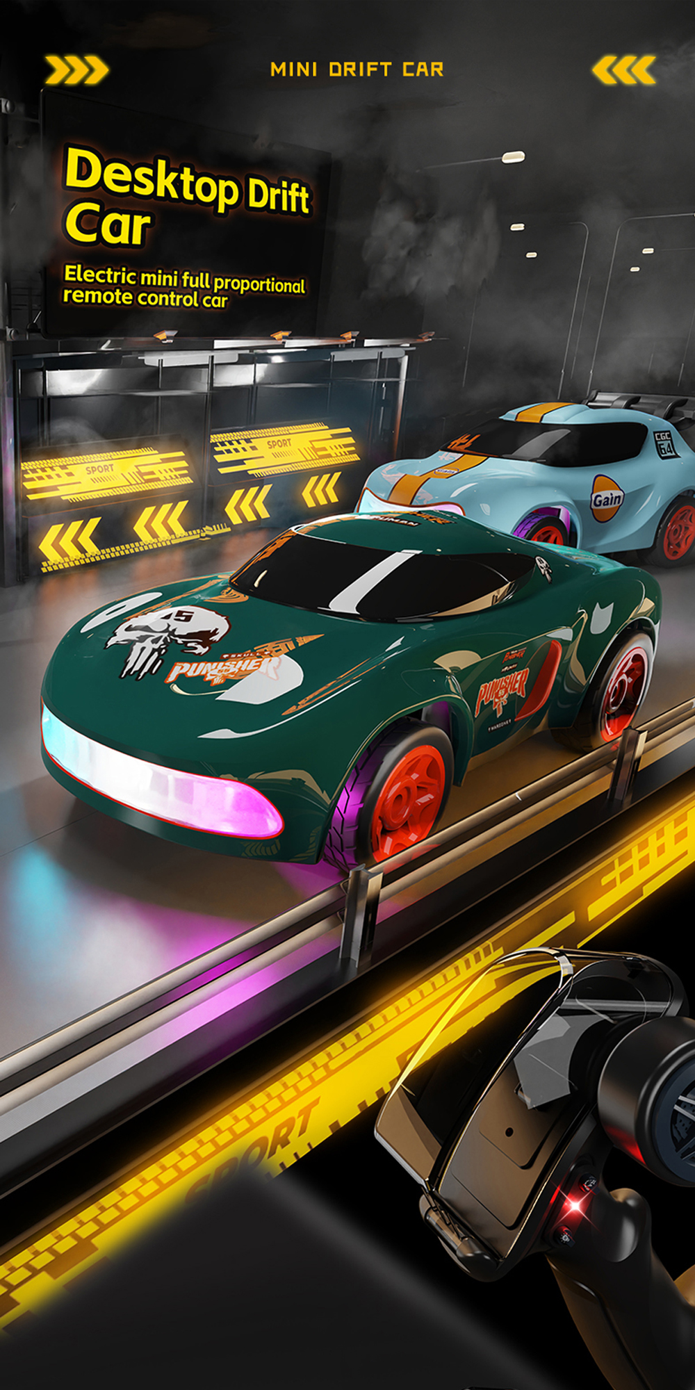 1/64 MINI Desktop RC Drift Car 4WD Full Proportional Throttle Remote ...