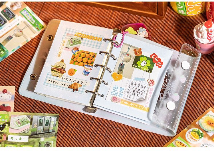 OHAYA | Japanese Gourmet Cut Film Sticker Book Goldfish Gourmet Ancient Style Material Handbook ...