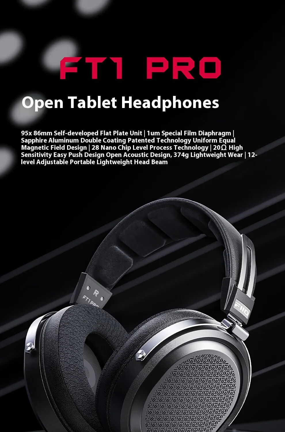 FiiO FT1 Pro Open-Back Planar Driver Headphone Magnetic Wired Hi-Fi Headset Hi-Res Audio for ...