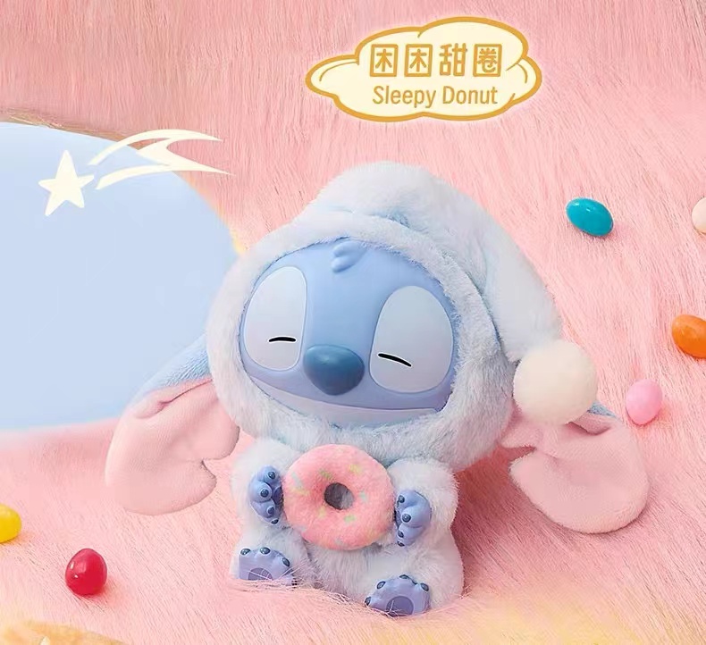 MINISO Disney Stitch has to take a bite no matter how sleepy he is series of vinyl plush blind ...