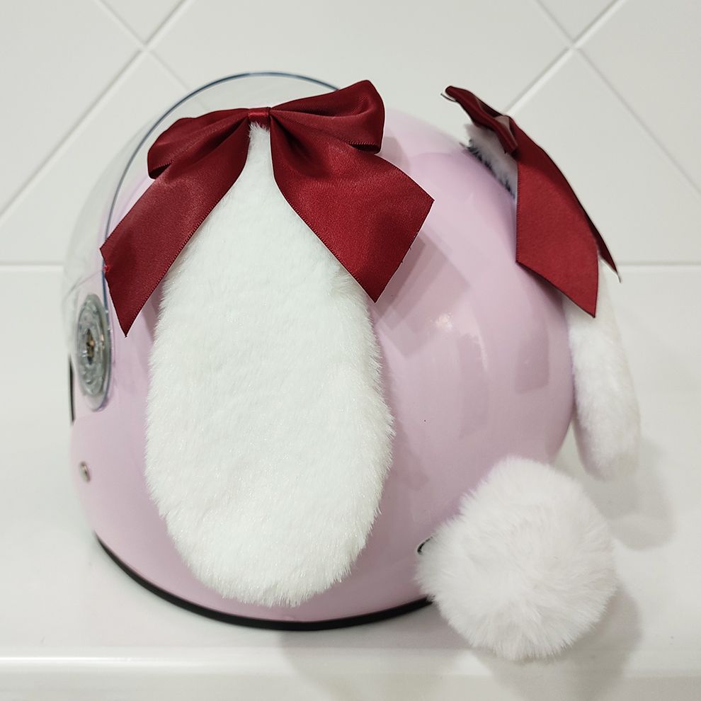 2Pcs Motorcycle Helmet Long Cat Ears with Bows Motocross Electric Car ...