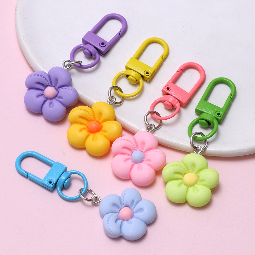 1pcs colorful flower Keychain Split Rings Keyfob Charm For student ...