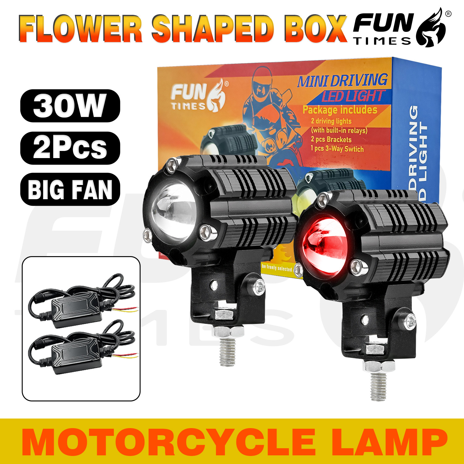 Newly Upgraded 5 Modes Mini Driving Light V6 High and Low Beam White ...