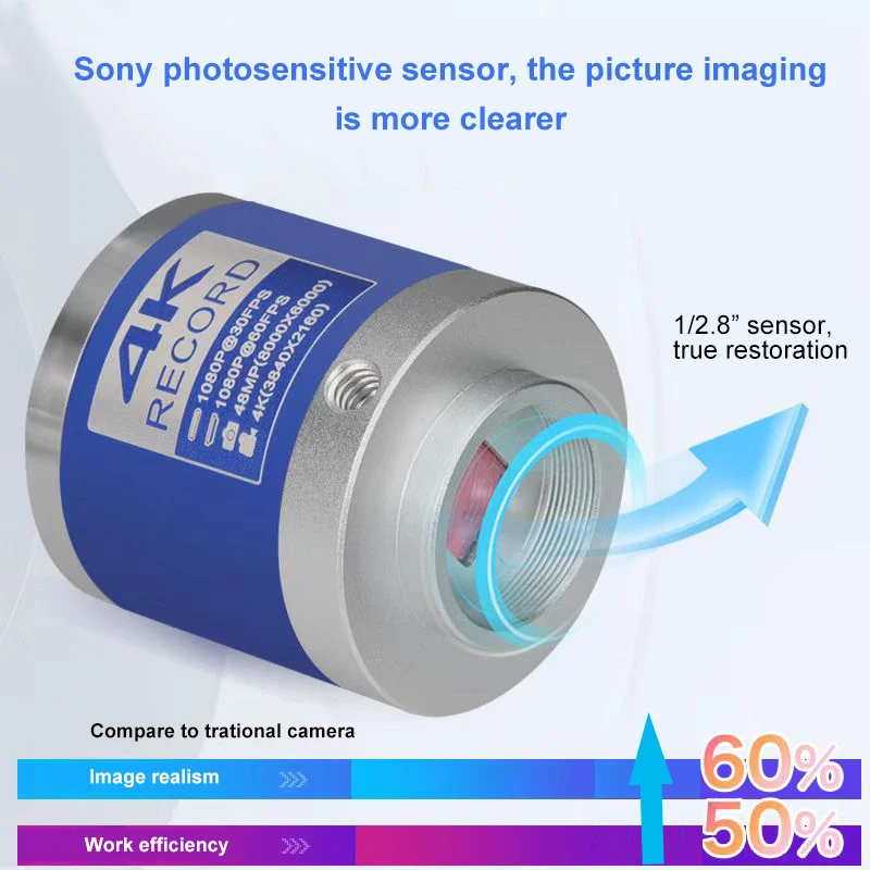 Yizhan 4K 48MP Full HD Industrial Microscope HDMI USB-C Microscope C-Mount Digital Camera PCB ...