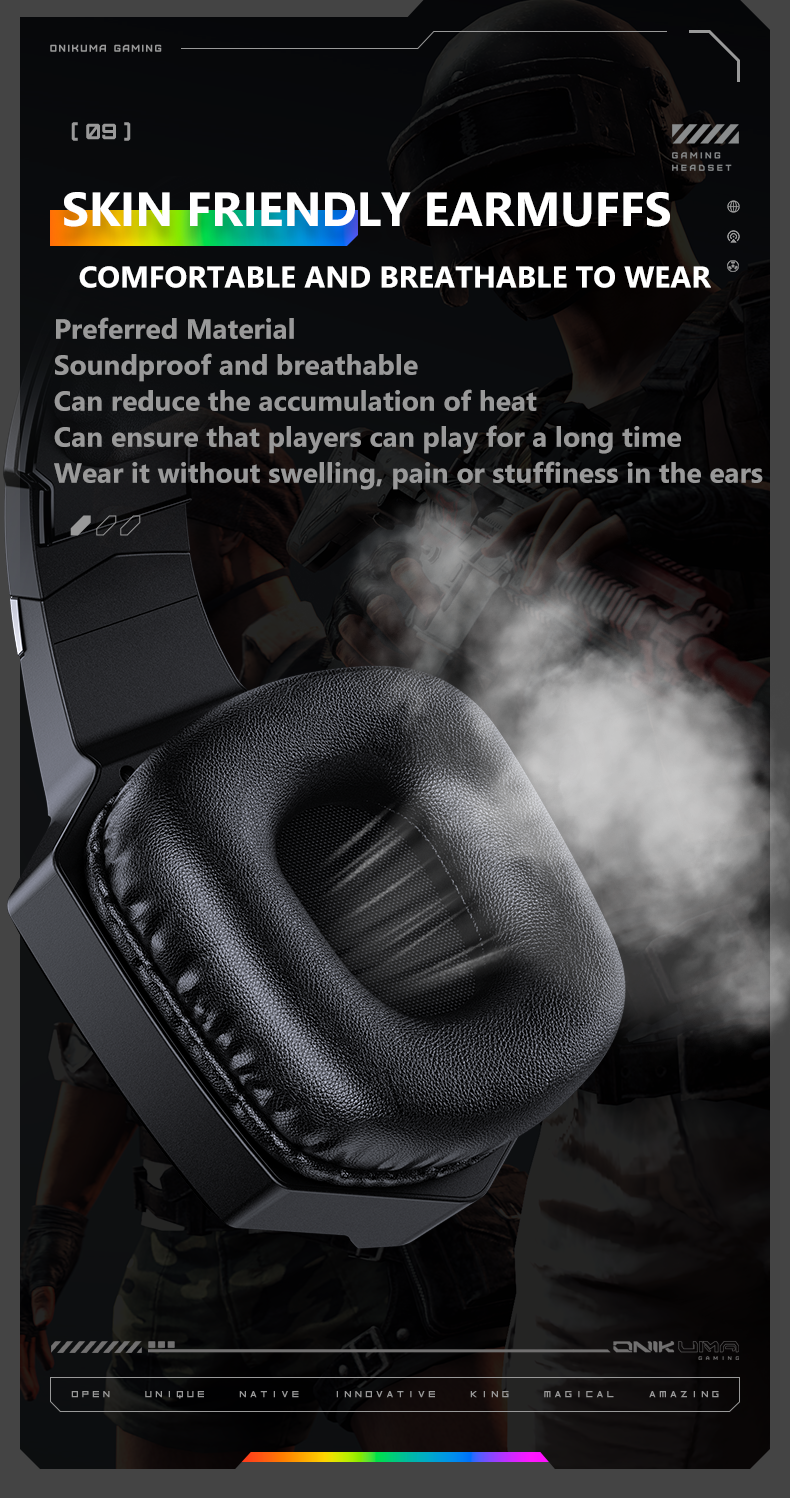 ONIKUMA GT806 Three Mode 2.4G Gaming Headset Wireless Gaming Headphones ...