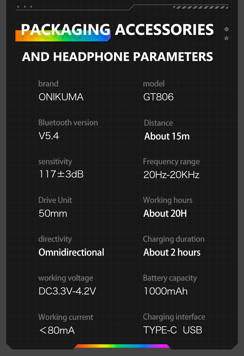 ONIKUMA GT806 Three Mode 2.4G Gaming Headset Wireless Gaming Headphones ...