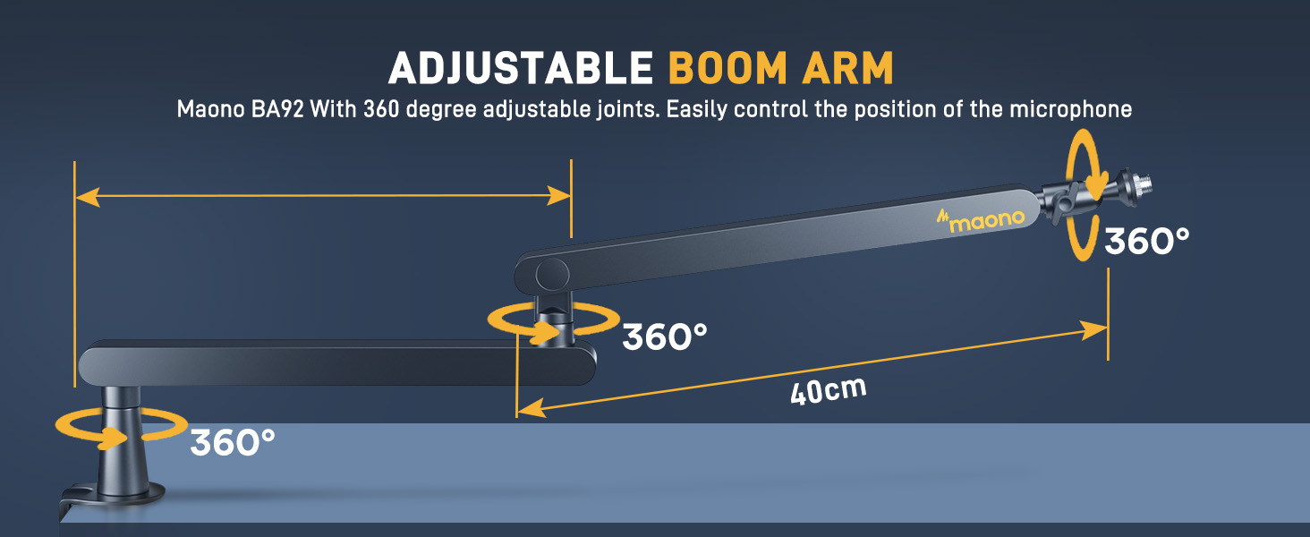 Maono BA92 Microphone Boom Arm Stand Microphone Suspension Boom Scissor ...