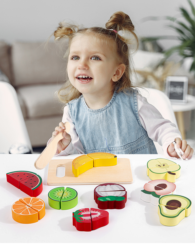 Kids Pretend Play Simulation Kitchen Toy Montessori Cut Fruits and ...