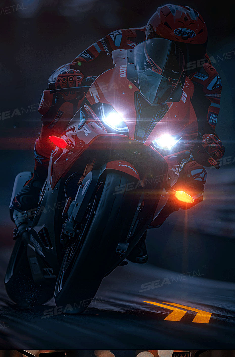 SEAMETAL Motorcycle LED Turn Signal Projection Lamp Color Sequential ...