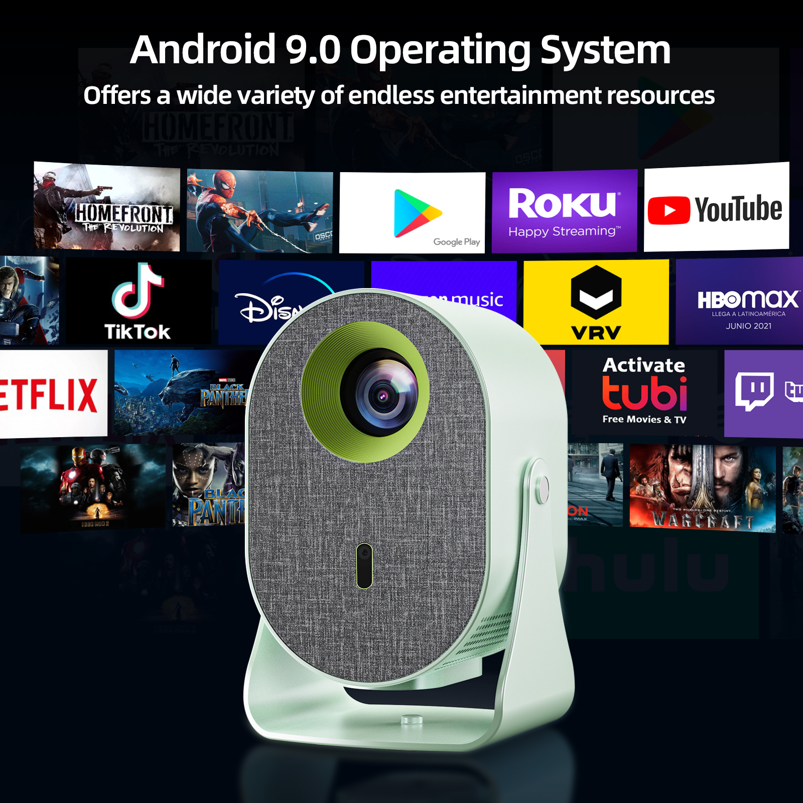 GOOJODOQ Mini Projector for Phone 4K Speaker HDMI USB Bluetooth WiFi ...