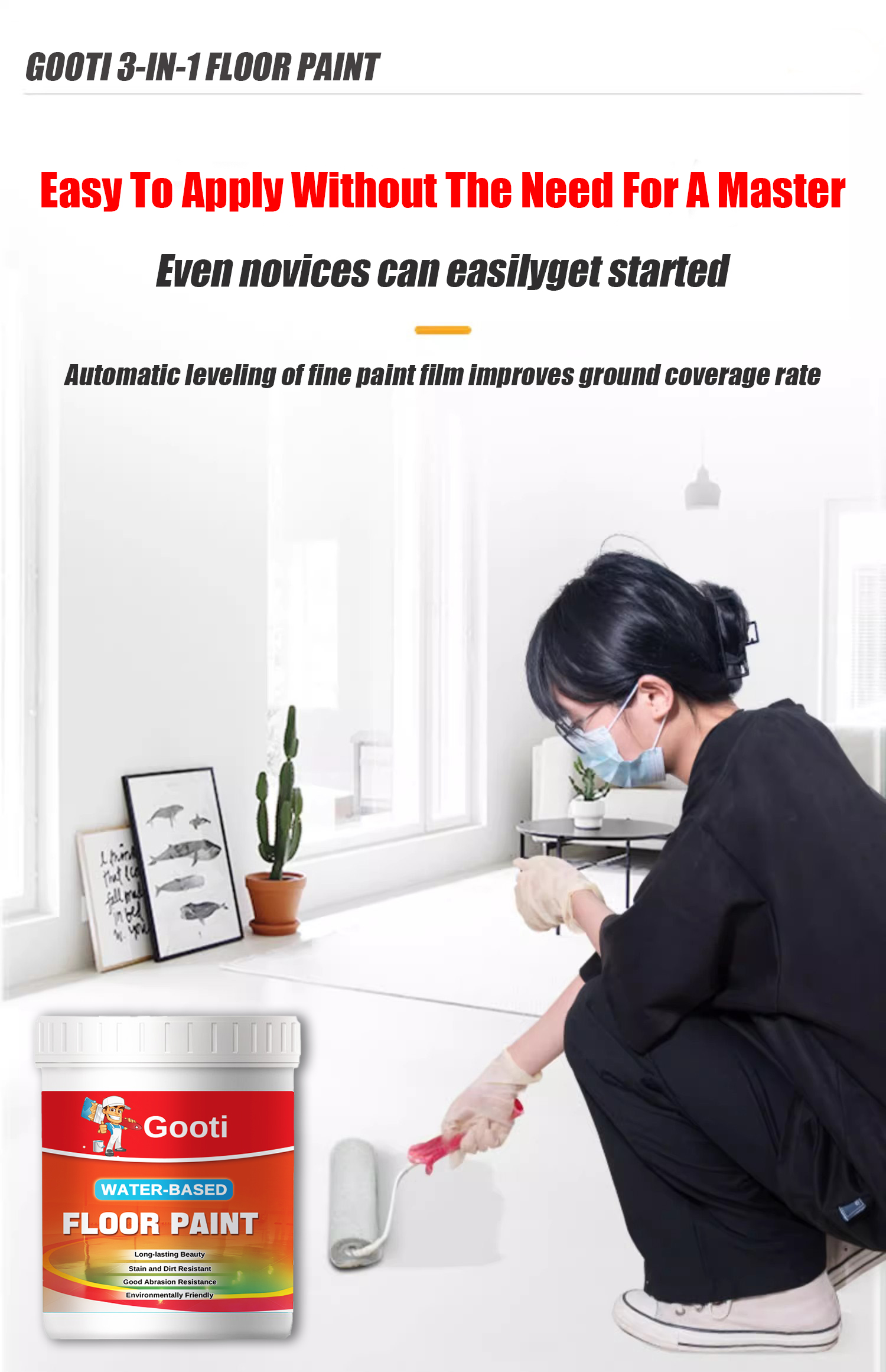 ️New Upgrade ️3 In 1 Epoxy Floor Paint 1KG With Brush And Gloves Wear ...