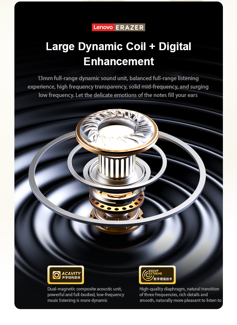 Lenovo Erazer XT97 Bluetooth Earphone Noise Canceling Earbud Wireless ...