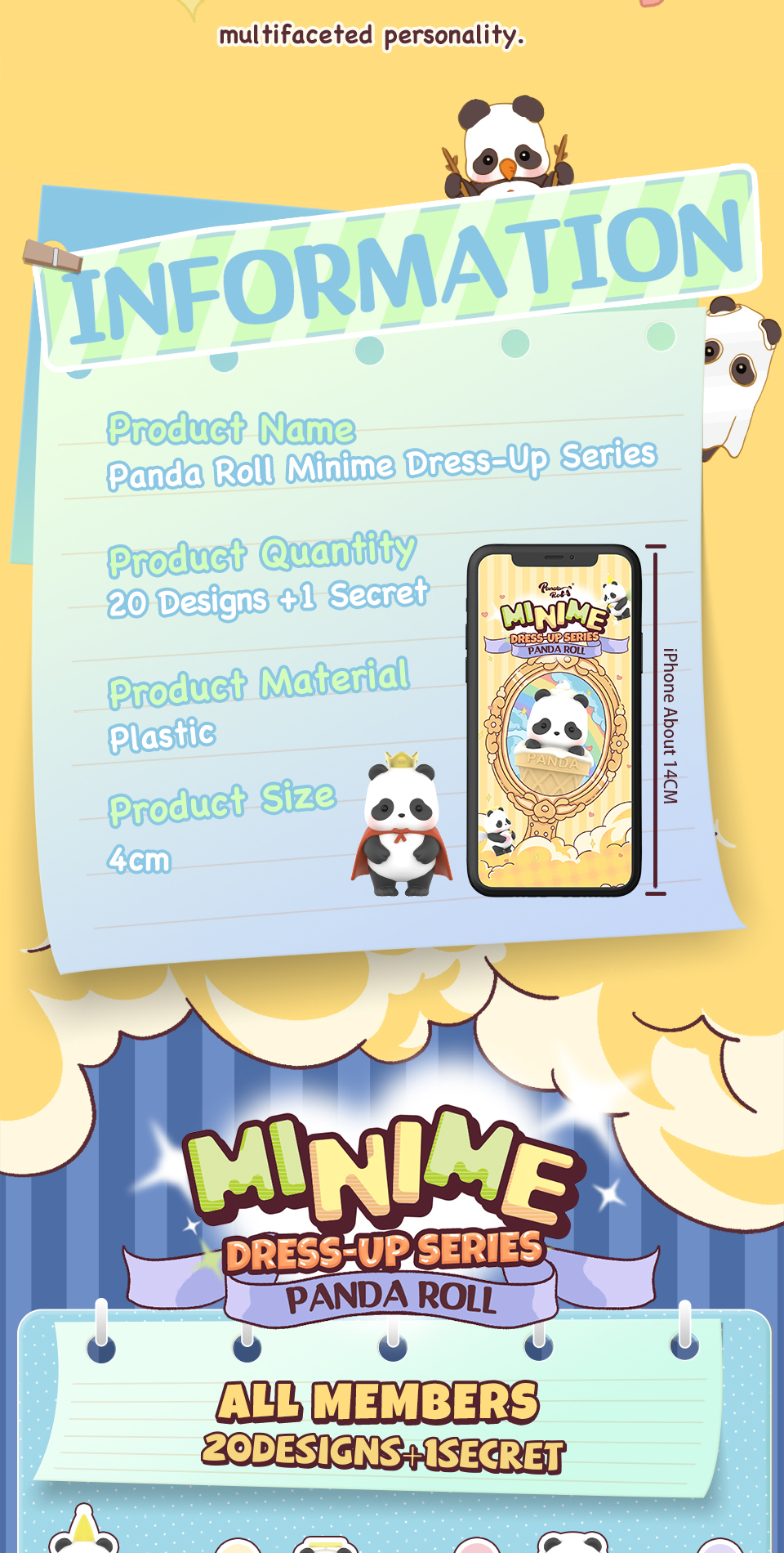 52TOYS Panda Roll Minime Dress-Up Series Blind Box Figure Toy（20pcs=1 ...