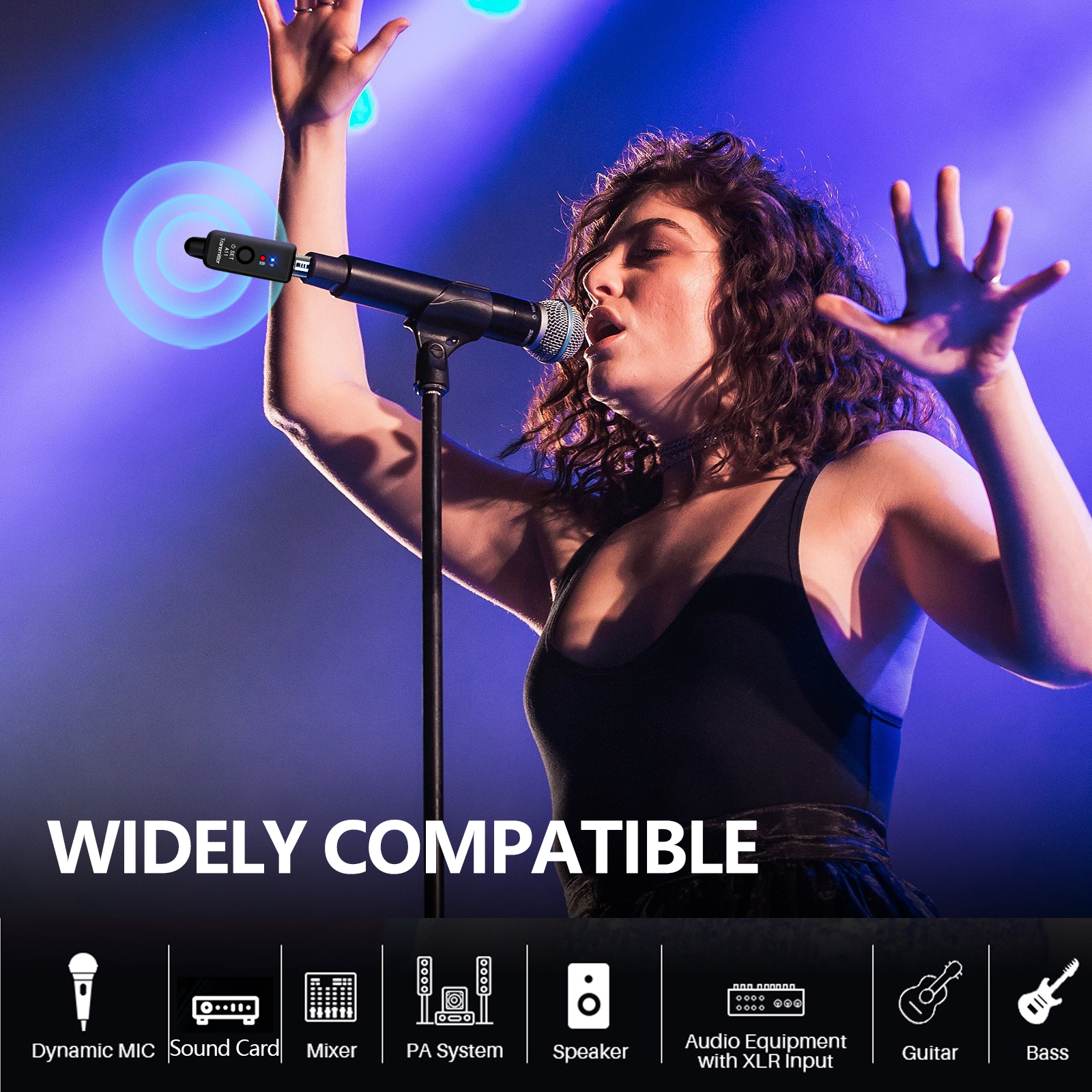 2.4GHz Wireless XLR Transmitter and Receiver Rechargeable Microphone ...