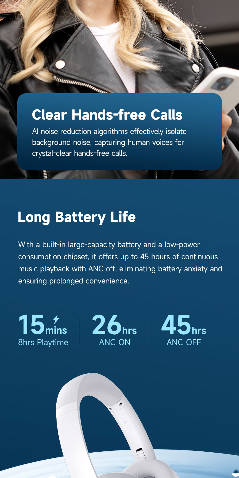 EDIFIER W60 Headphones Wireless Over-Ear Headset Hybrid ANC 45H ...