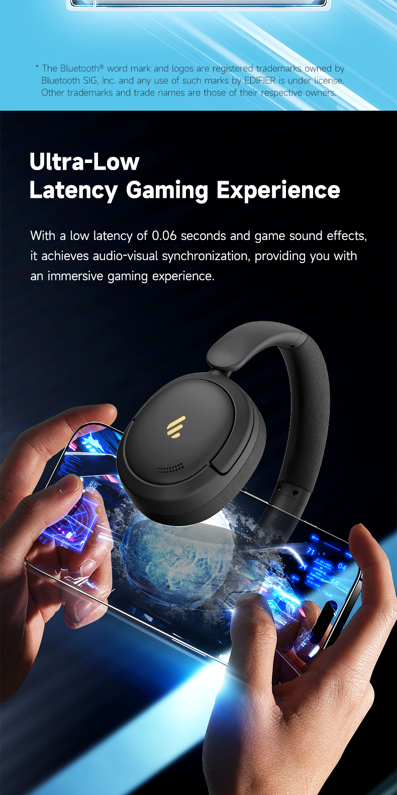 EDIFIER W60 Headphones Wireless Over-Ear Headset Hybrid ANC 45H ...