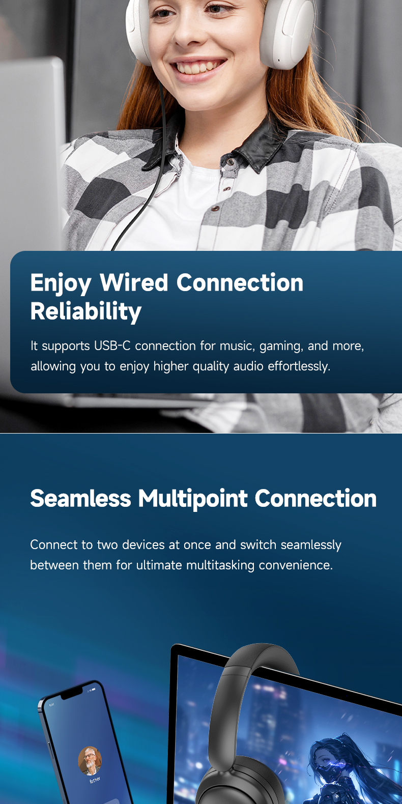 EDIFIER W60 Headphones Wireless Over-Ear Headset Hybrid ANC 45H ...