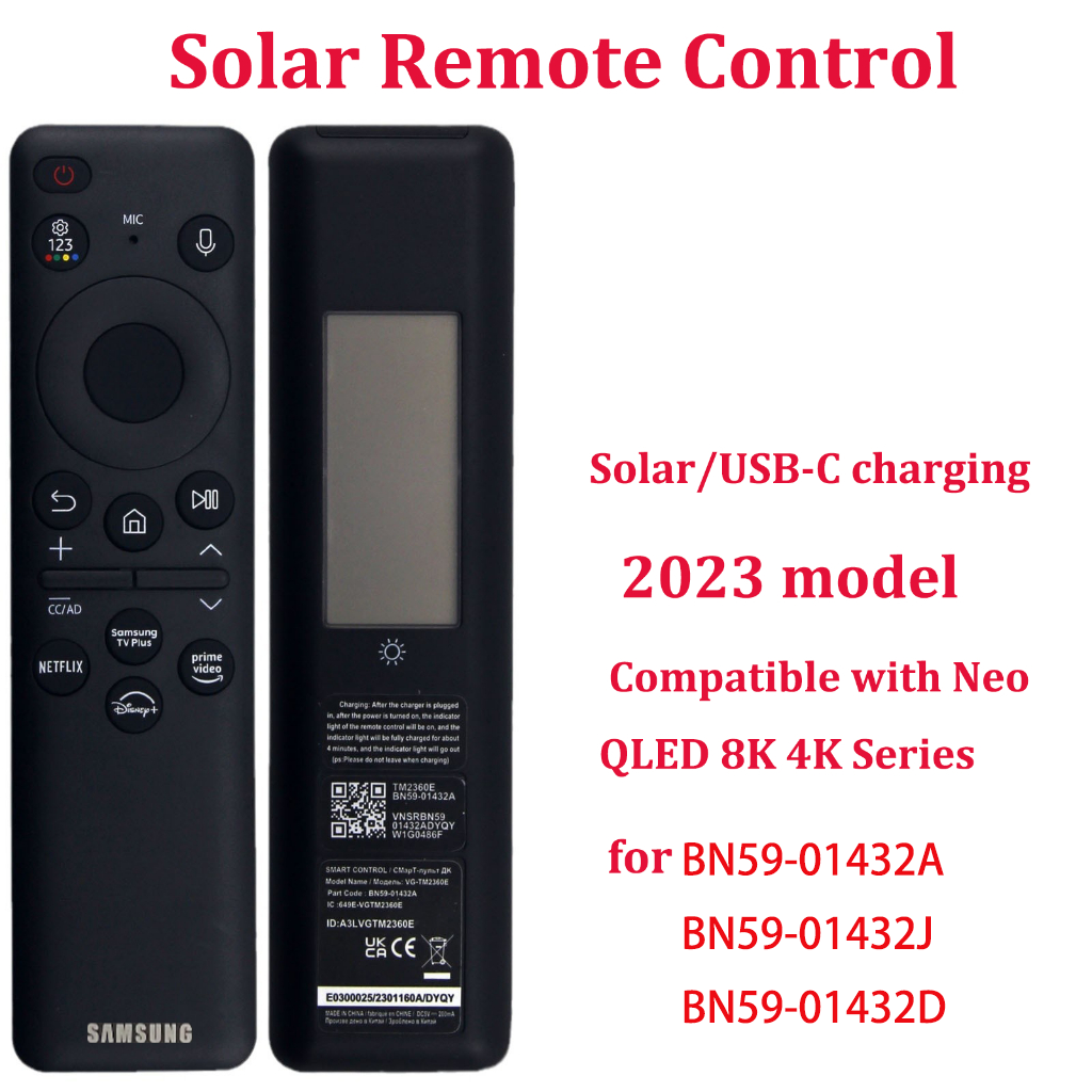 Genuine Solar/USB-C Charging Voice REMOTE Control SAMSUNG SMART 4K 8K ...