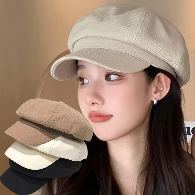 Korean Women Elegant Beret - Folded Cloud Octagonal Hat - Vintage ...