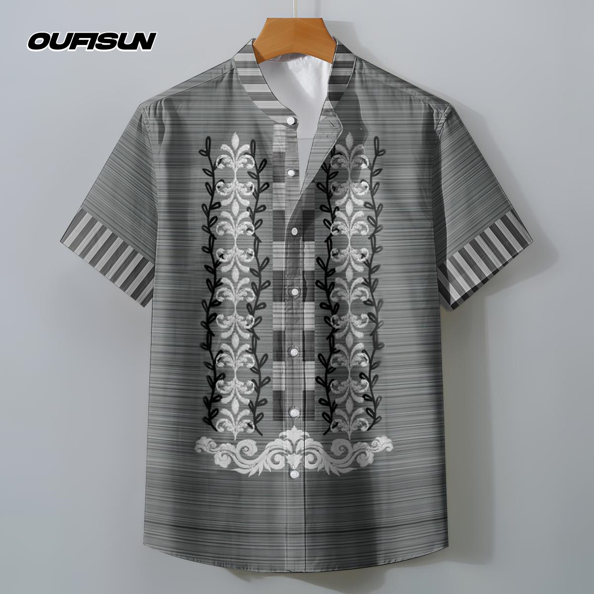 2025 Summer Outfit for Men Ethnic Tribal Barong Shirt Men's Summer ...