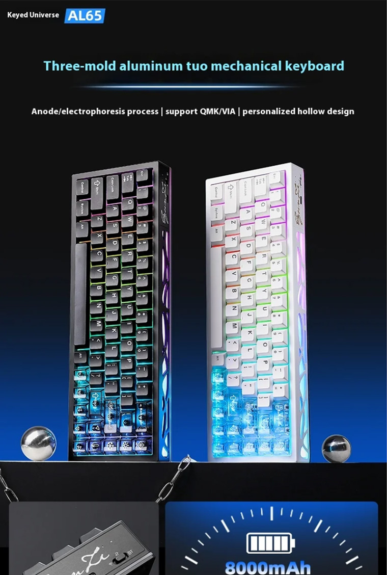 YUNZII AL65 aluminum alloy three mode customized mechanical keyboard ...
