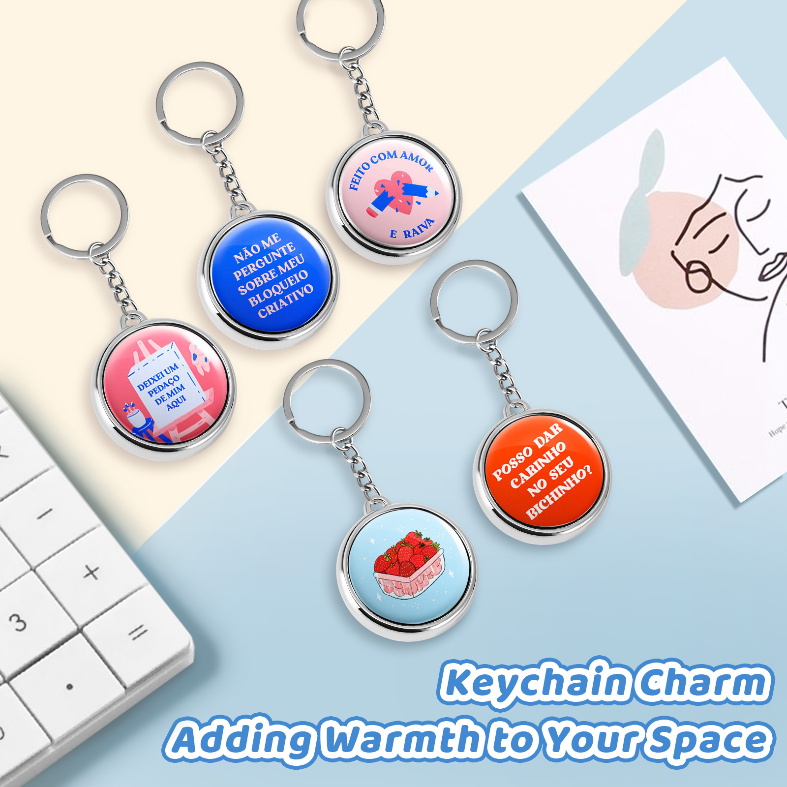 [Local delivery] 50pcs 25/32mm Colorful Keychain Pendants, Personalized ...