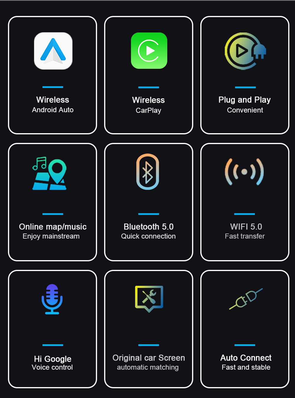 XUDA Wireless CarPlay 2 in 1 Android Auto Apple Carplay Adapter Mini AI ...