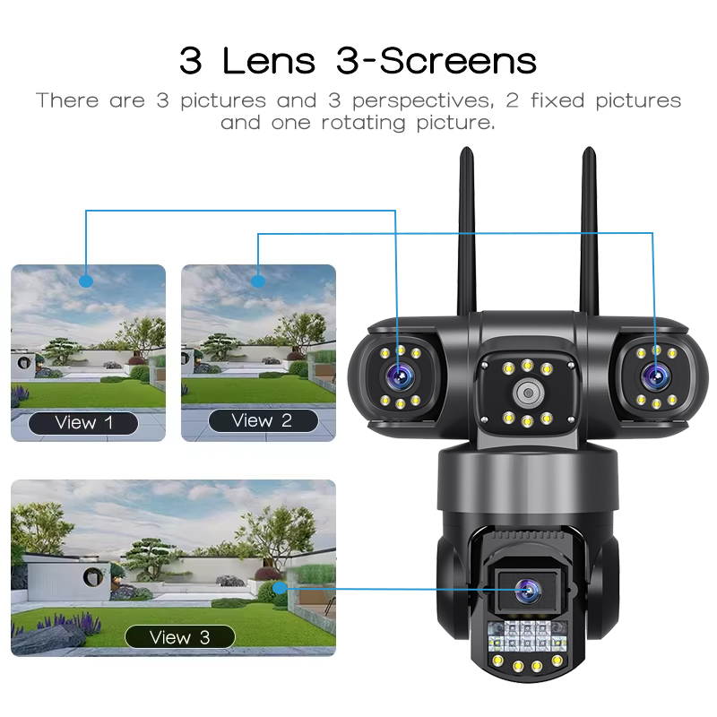 3 Lens 12MP HD WiFi Camera Security Protection Home Surveillance ...