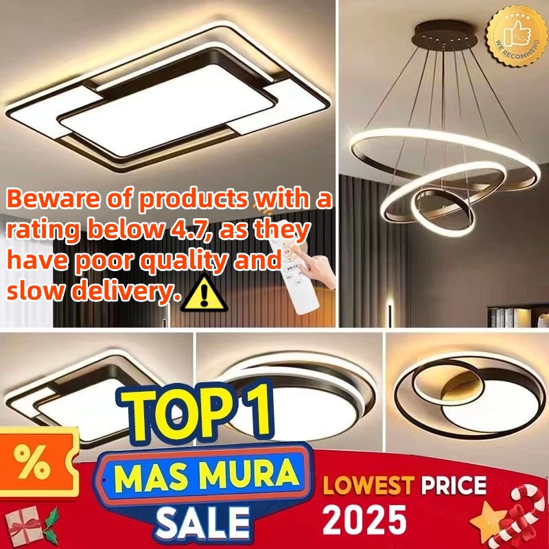Modern LED Ceiling Light Dimmable With Remote Black Square Ceiling Lamp ...