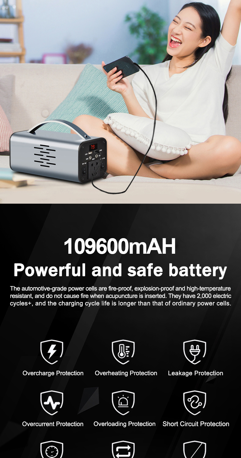 Portable 109600mAh Large Capacity Power Station 220V 350W Multifunctional Solar Generator ...