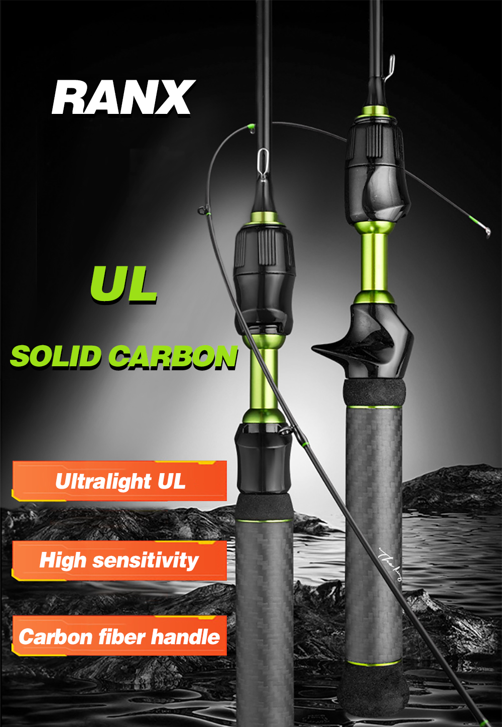 1.5m/1.68m/1.8m solid Ultralight UL rod carbon fiber fishing rod ...