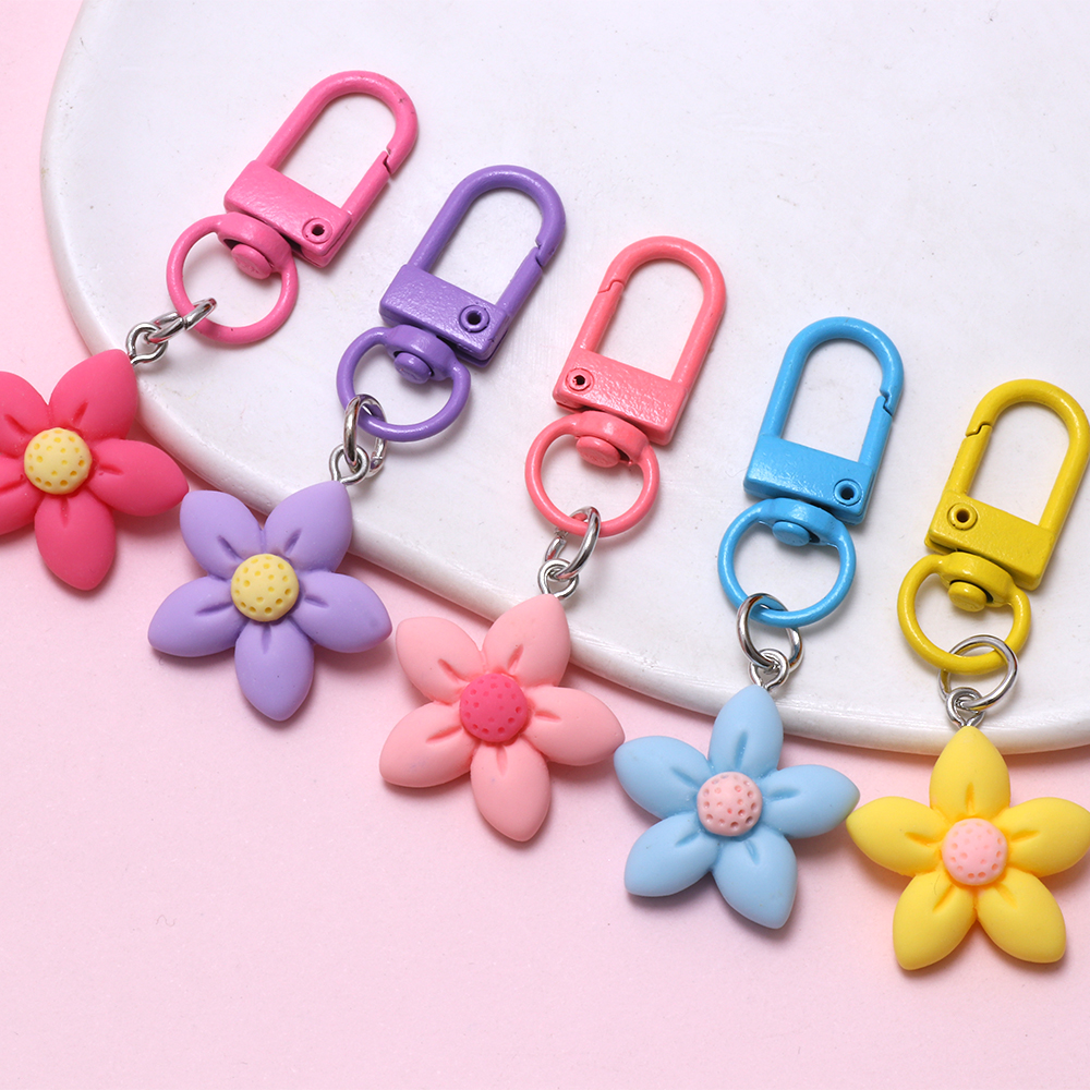 1pcs colorful flower Keychain Split Rings Keyfob Charm For Keyring ...