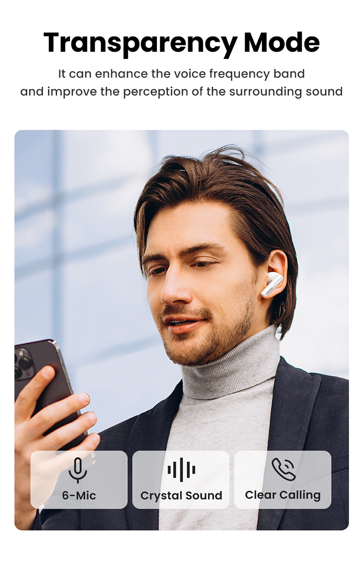 UGREEN HiTune T6s ANC TWS Wireless Earbuds Active Noise Cancellation Bluetooth 5.3 Low-Latency ...