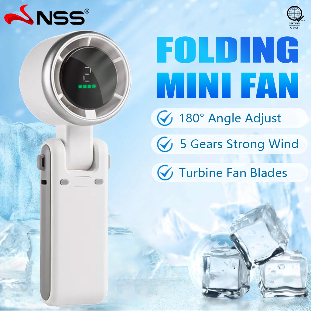 NSS Turbine Mini Desktop Electric Fan Handheld Foldable Rechargeable ...
