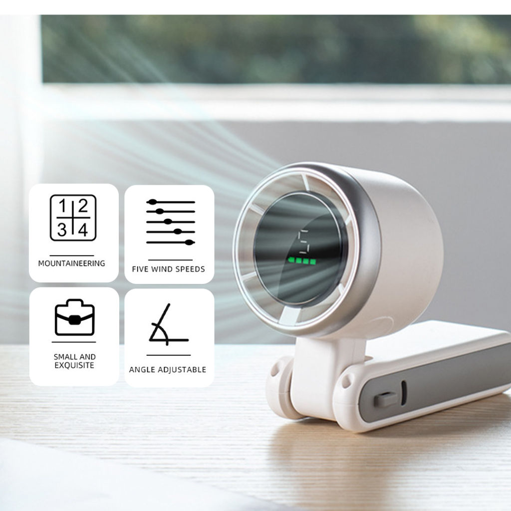 NSS Turbine Mini Desktop Electric Fan Handheld Foldable Rechargeable ...