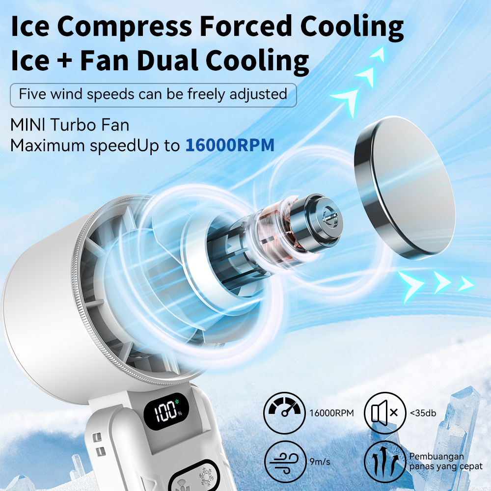 DANYCASE Mini Fan Foldable Handheld Cooling Fan High-speed turbo fan ...