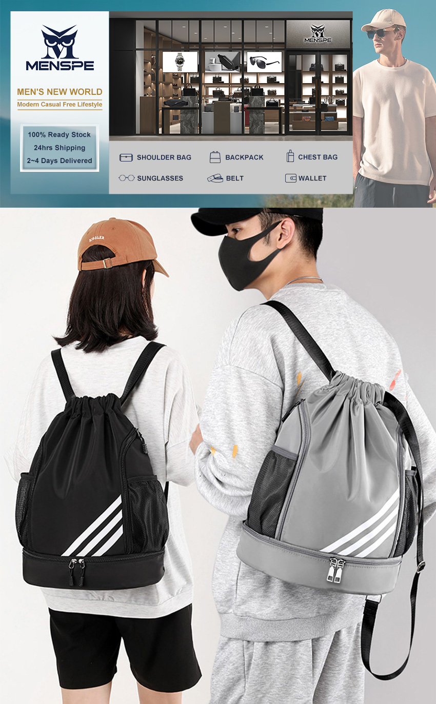 MENSPE Drawstring Backpack Bag Outdoor Waterproof Gym Backpack Sports ...