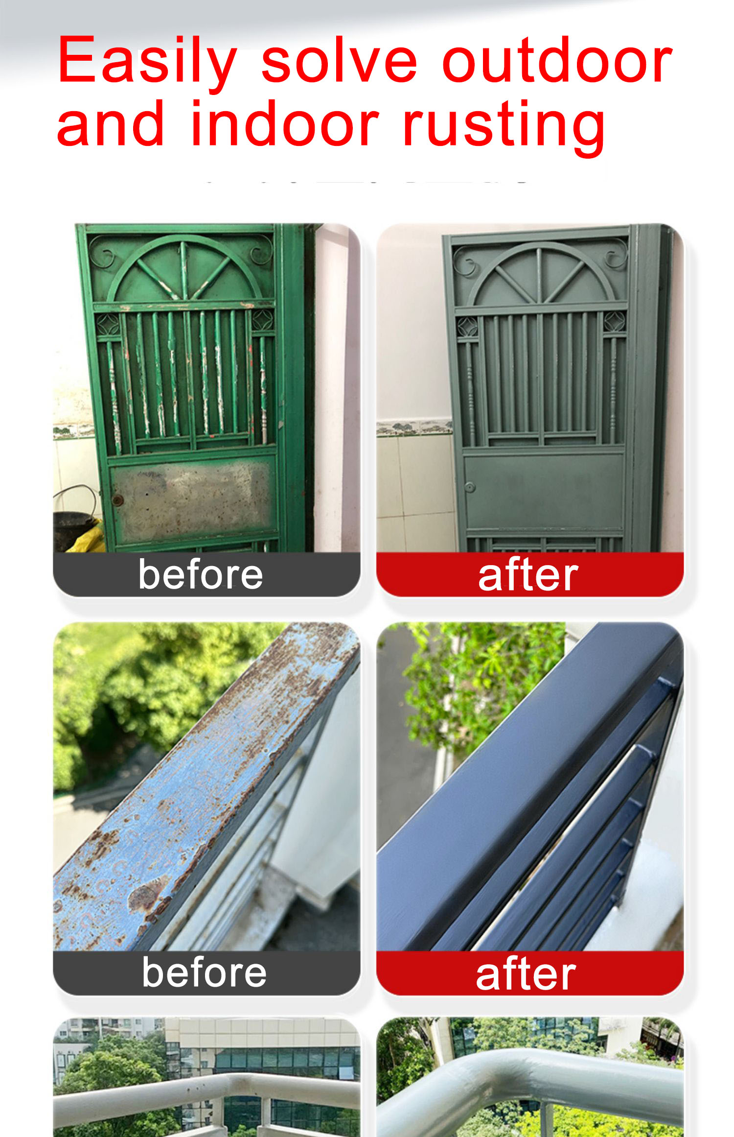 1000g with brush 2 in 1 Anti Rust Paint for Metal Rust Remover No Need ...