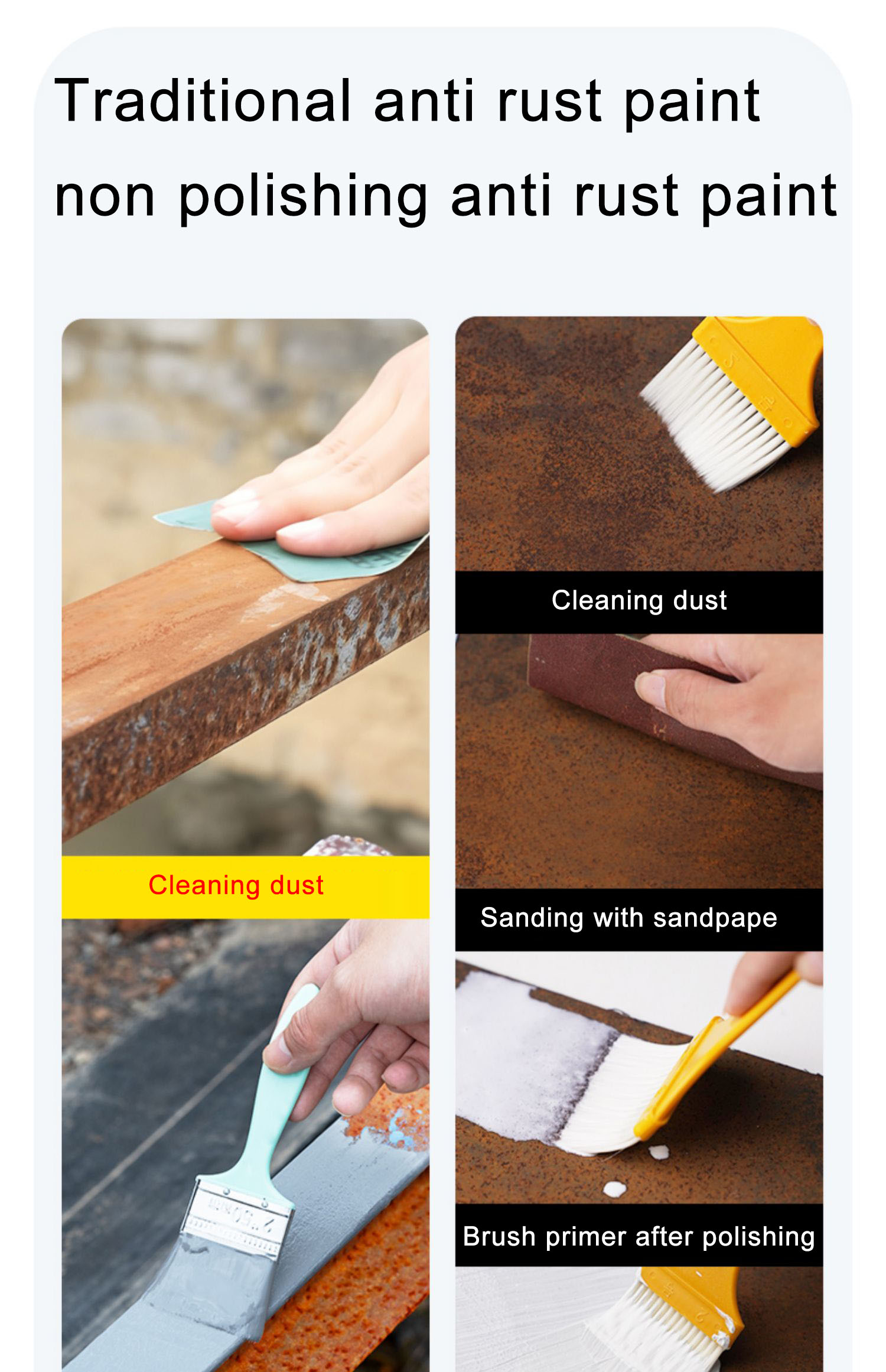 1000g with brush 2 in 1 Anti Rust Paint for Metal Rust Remover No Need ...