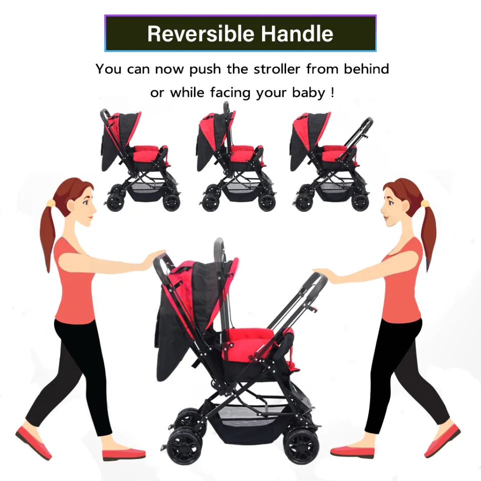 Foldable Stroller For Baby Two-way Adjustable Lightweight Reversible ...