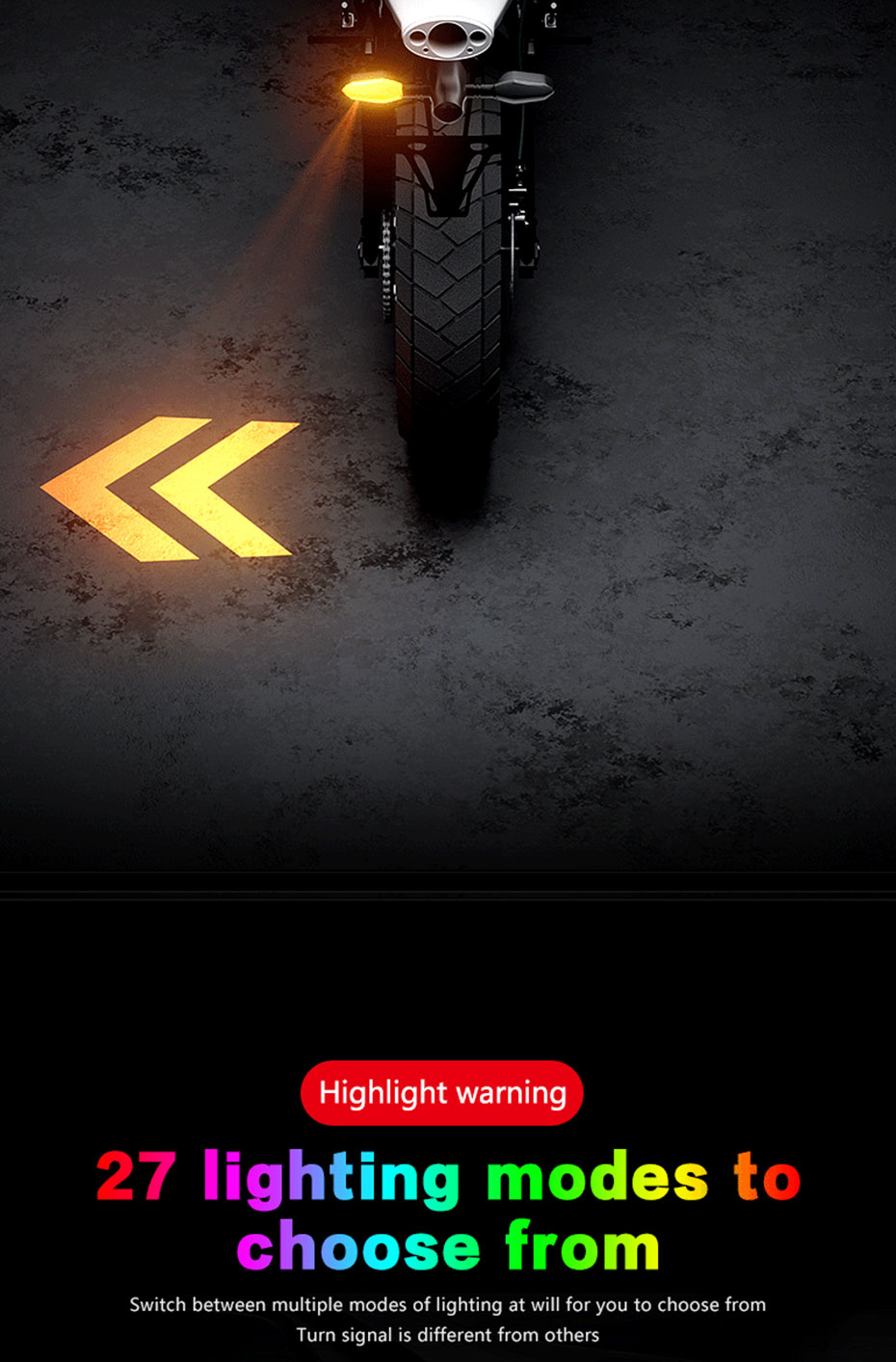 SEAMETAL New Style Motorcycle LED Turn Signal Light Color Projection ...