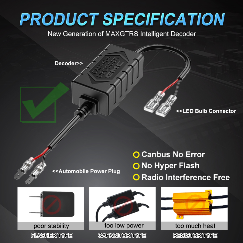 MAXGTRS H1 H3 H4 H7 H8 H11 H13 9005 9006 9004 9007 Emc Car Led Hid ...