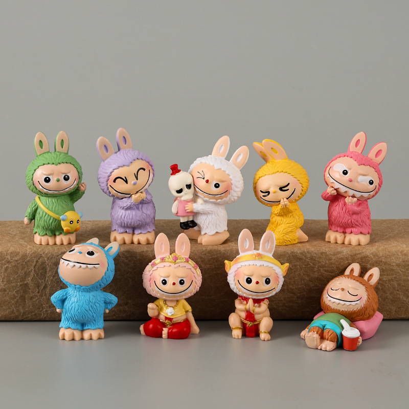 9Pcs/Set 7.5cm The Monsters Labubu Figure POP Labubu Cute Elf Q Version ...